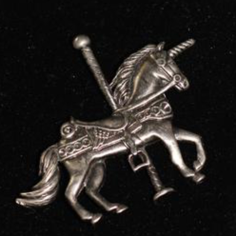 Detailed Signed S.C. Carousel Horse Brooch - Gem